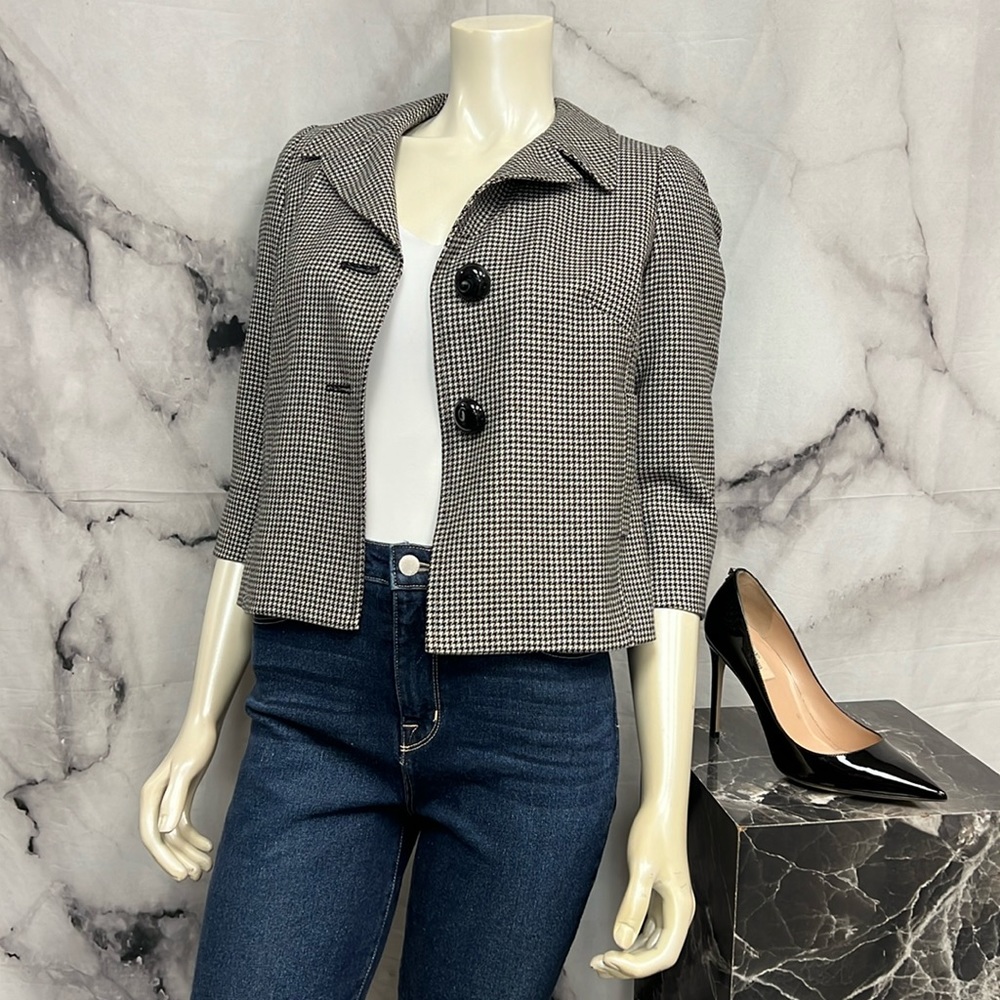 Talbots Brand Black And Charcoal Houndstooth Print 34… - Gem